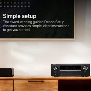 Denon AVR-S570BT (2022 Model) 5.2 Channel AV Receiver - 8K Ultra HD Audio & Video, Enhanced Gaming Experience, Wireless Streaming via Built-in Bluetooth, (4) 8K HDMI Inputs, Supports eARC (Renewed)