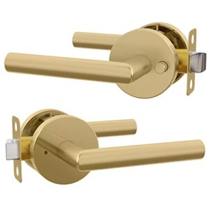 mega handles privacy i lever door handle set for hallway, closet and bathroom i reversible heavy duty design i fits all standard door sizes i screws included - satin brass (1 pack)