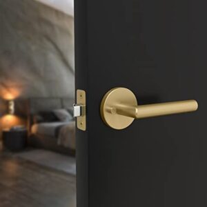 Mega Handles Privacy I Lever Door Handle Set for Hallway, Closet and Bathroom I Reversible Heavy Duty Design I Fits All Standard Door Sizes I Screws Included - Satin Brass (1 Pack)