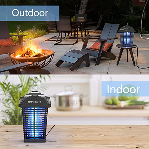 BANPESTT Bug Zapper Outdoor/Indoor with Dusk-to-Dawn Light Sensor, IPX4 Waterproof Fly Zapper, Electric Mosquito Zapper, Insect Trap, Mosquito Killer, 90-130V (Black)