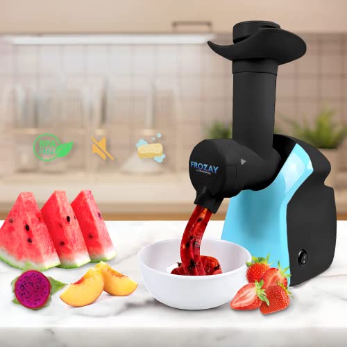 Drinkpod Frozay: Frozen Dessert Maker - Dairy-Free, Vegan Ice Cream, Soft Serve Frozen Yogurt, Fruit Sorbet, and Sherbet Machine with Simple One Push Operation With Recipe Book (Frozay Black)