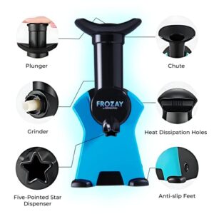 Drinkpod Frozay: Frozen Dessert Maker - Dairy-Free, Vegan Ice Cream, Soft Serve Frozen Yogurt, Fruit Sorbet, and Sherbet Machine with Simple One Push Operation With Recipe Book (Frozay Black)