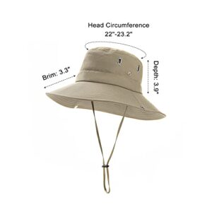 Muryobao Men Sun Hat Summer Wide Brim UPF 50+ UV Protection Bucket Cap Waterproof Foldable Boonie Hats for Safari Fishing Hiking Khaki