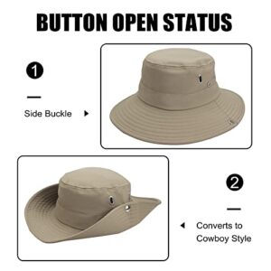 Muryobao Men Sun Hat Summer Wide Brim UPF 50+ UV Protection Bucket Cap Waterproof Foldable Boonie Hats for Safari Fishing Hiking Khaki