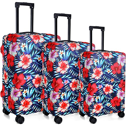 Amylove 3 Pcs Suitcase Covers Protective Washable Suitcase Protector Anti Scratch Luggage Cover Protector for 18-28 Inch Luggage (Floral)