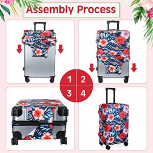 Amylove 3 Pcs Suitcase Covers Protective Washable Suitcase Protector Anti Scratch Luggage Cover Protector for 18-28 Inch Luggage (Floral)