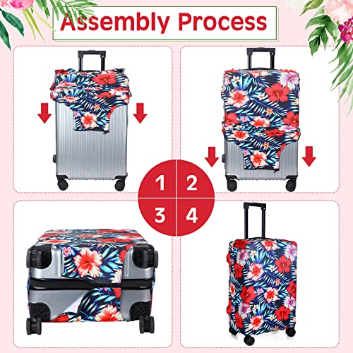 Amylove 3 Pcs Suitcase Covers Protective Washable Suitcase Protector Anti Scratch Luggage Cover Protector for 18-28 Inch Luggage (Floral)