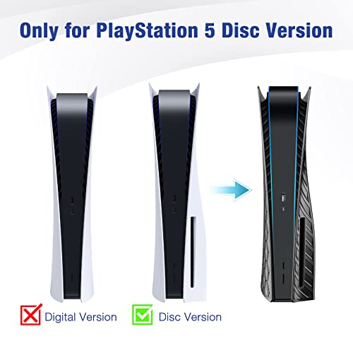 TESSGO PS 5 Disc Edition Cellular Black Face Plates Cover Shell Case for Play station 5 Console