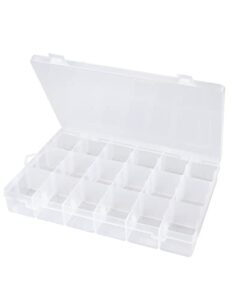 sjqecyfv tackle box organizer 18 grids plastic craft box organizer bead organizer clear fishing box with dividers, 1 pack