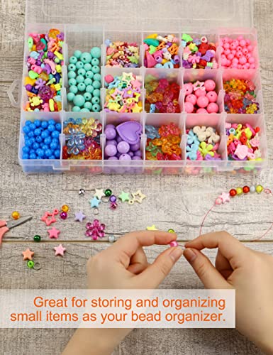 Sjqecyfv Tackle Box Organizer 18 Grids Plastic Craft Box Organizer Bead Organizer Clear Fishing Box with Dividers, 1 Pack