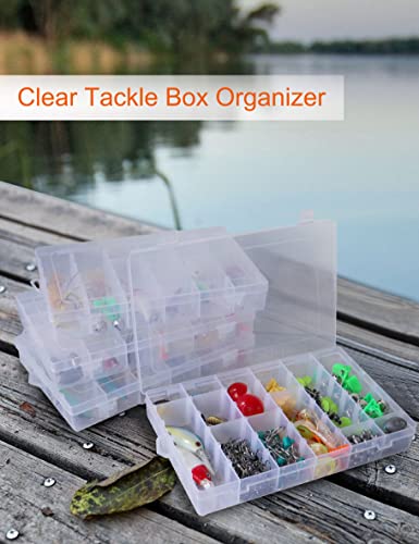 Sjqecyfv Tackle Box Organizer 18 Grids Plastic Craft Box Organizer Bead Organizer Clear Fishing Box with Dividers, 1 Pack