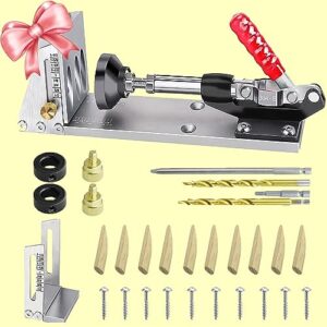 pocket hole jig kit, pocket screw jig, aluminum 3 in 1 pocket hole drill guide jig set, professional jig kit dowel drill joinery screw kit