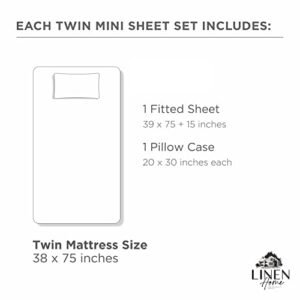 Linen Home 100% Cotton Percale Fitted Sheet Set Twin Size, Ivory, Deep Pocket, 2 Piece - 1 Deep Pocket Fitted Sheet and 1 Pillowcase, Crisp Cool and Strong Bed Linen