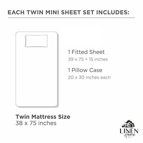 Linen Home 100% Cotton Percale Fitted Sheet Set Twin Size, Ivory, Deep Pocket, 2 Piece - 1 Deep Pocket Fitted Sheet and 1 Pillowcase, Crisp Cool and Strong Bed Linen