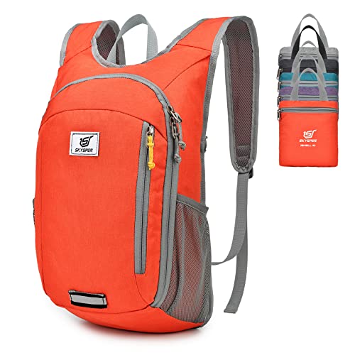 SKYSPER Small Daypack 10L Hiking Backpack Packable Lightweight Travel Day Pack for Women Men(Orange)