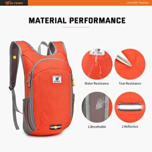 SKYSPER Small Daypack 10L Hiking Backpack Packable Lightweight Travel Day Pack for Women Men(Orange)