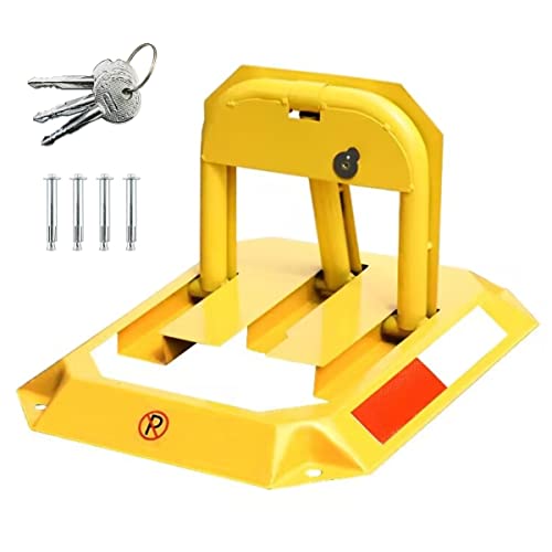 GOYUWEN Parking Lock Folding Parking Barrier, Manual Parking Space Lock with Keys for Garage, Street, Private Area (Manual Parking Lock)