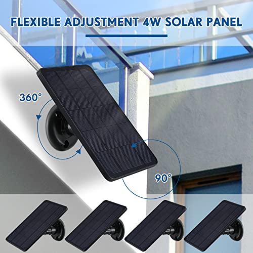 Fabbay Solar Panels for Security Camera Charging Solar Panel for Wireless Camera 360° Adjustable Mounting Solar Panels IP67 Waterproof Compatible with DC 5V 4W Camera USB or USB-C Port (Black, 4 Pack)