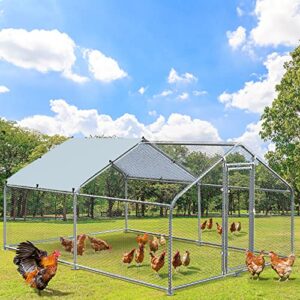 yitahome large metal chicken coop walk-in poultry cage hen run house duck house rabbits habitat cage spire shaped coop with waterproof and anti-ultraviolet cover for outdoor back yard farm use-2 cages