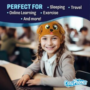 CozyPhones Kids Headphones, Headband Earphones for Children Baby & Toddlers 1-3, Stretchy & Comfy Travel Accessories - Brown Puppy Dog