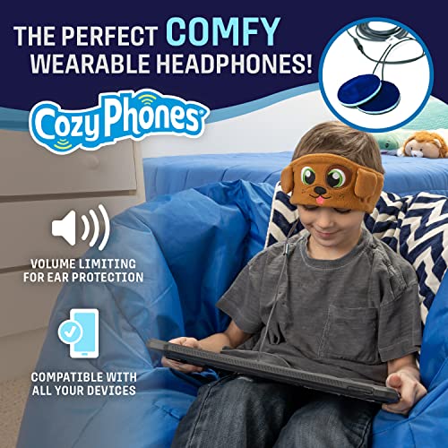 CozyPhones Kids Headphones, Headband Earphones for Children Baby & Toddlers 1-3, Stretchy & Comfy Travel Accessories - Brown Puppy Dog