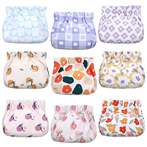 Buryeah 9 Pcs Pocket Makeup Bag Mini Cosmetic Bag Waterproof Squeeze Top Coin Purse Makeup Pouch No Zipper Tiny Pouch Travel Storage for Headphone Card Jewelry, Gifts for Women (5.1 x 4.8 x 0.8 Inch)