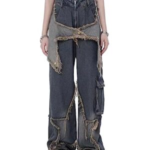 Aelfric Eden Women’s Star Jeans Y2K Unisex Streetwear Fashion Jeans Straight Fit Baggy Wide Leg Pants Causal Trousers