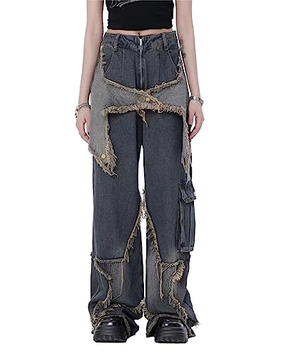 Aelfric Eden Women’s Star Jeans Y2K Unisex Streetwear Fashion Jeans Straight Fit Baggy Wide Leg Pants Causal Trousers