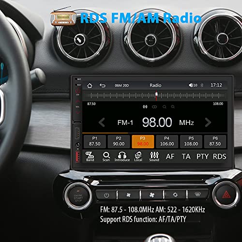 [Upgrade] Wireless CarPlay/Android Auto, 7 Inch Double Din Car Stereo with LCD Touchscreen, FM/AM Radio with Bluetooth 5.1 Handsfree, Type-C Charge, Phone-Link, HD Whaterproof Backup Camera