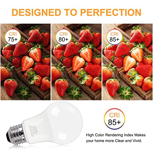 PARTPHONER A19 LED Light Bulb, 60W Equivalent, 9W 2700K Soft White, E26 Standard Base Non-Dimmable LED Light Bulb, CRI 85+, 6 Packs