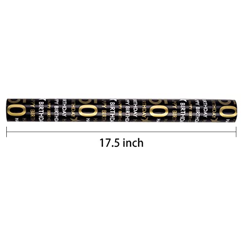 RUSPEPA Reversible Wrapping Paper Roll - 50 Years Old Birthday Black and Gold Pattern Great for Birthday, Party, Baby Shower - 17.5 Inches X 32.8 Feet