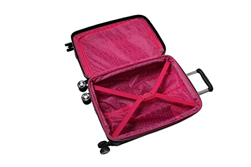 Betsey Johnson Designer 20 Inch Carry On - Expandable (ABS + PC) Hardside Luggage - Lightweight Durable Suitcase With 8-Rolling Spinner Wheels for Women (Magenta Butterfly, 20in)