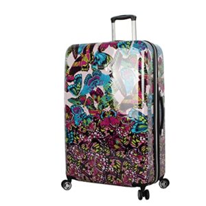 Betsey Johnson Designer 20 Inch Carry On - Expandable (ABS + PC) Hardside Luggage - Lightweight Durable Suitcase With 8-Rolling Spinner Wheels for Women (Magenta Butterfly, 20in)