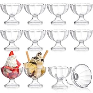 mezchi set of 12 ice cream bowl set, 8 ounce plastic dessert bowls, clear footed dessert cups, ice cream cups bowls for sundae milkshakes parfait fruit pudding