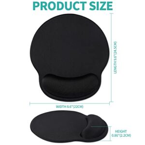 eulps Mouse Pad Wrist Support, Ergonomic Gel Mouse Pad with Wrist Rest, Comfortable Computer Mouse Pad for Laptop, Pain Relief Mousepad with Non-Slip PU Base (Black)