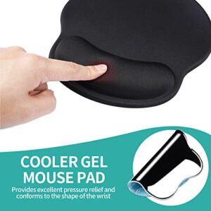 eulps Mouse Pad Wrist Support, Ergonomic Gel Mouse Pad with Wrist Rest, Comfortable Computer Mouse Pad for Laptop, Pain Relief Mousepad with Non-Slip PU Base (Black)