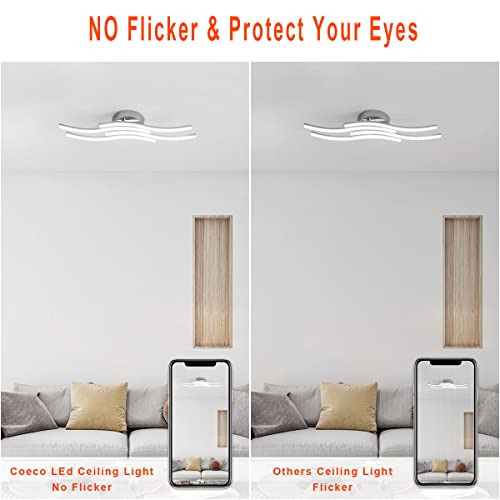 Goeco 4-Light Modern Ceiling Light 24W 2200LM LED Ceiling Light Fixture Neutral White 4000K Curved Design Flush Mount Ceiling Lamp for Hallway, Kitchen, Bedroom, Living Room 110V(Natural White)