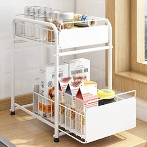 undersink sliding basket drawer，multi-purpose under sink storage kitchen organization kitchen spice rack countertop storage shelf holder (color : white, size : 28x40x40cm)