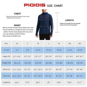 PIQIDIG Men's Sun Protection Hoodie Shirts UPF 50+ Long Sleeve Rash Guard Performance Athletic Running Hiking T-Shirt Blue camo M