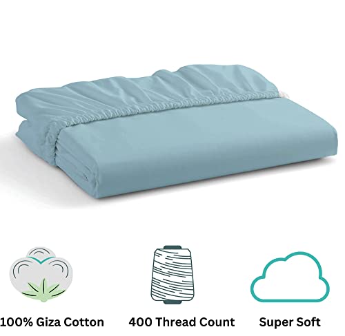 California King Fitted Sheet Only,Cal King Fitted Sheet Deep Pocket 18",California King Size Fitted Sheet, 100% Giza Egyptian Cotton,1 Pc Fitted Sheet Only (Light Blue)