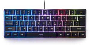 abucow gaming keyboard minimalist portable wired ultra-compact mini imitation 61 keys rgb backlit keyboard (black)