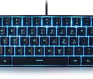 abucow Gaming Keyboard Minimalist Portable Wired Ultra-Compact Mini Imitation 61 Keys RGB Backlit Keyboard (Black)