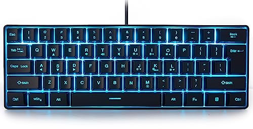 abucow Gaming Keyboard Minimalist Portable Wired Ultra-Compact Mini Imitation 61 Keys RGB Backlit Keyboard (Black)