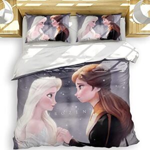 AKARDO Elsa Ice Princess Queen Anime Duvet Covers Soft Microfiber Washed Duvet Cover Set 3 Pieces with Zipper Closure,Beding Set (12,Twin (68"x86"))