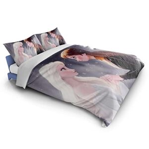 AKARDO Elsa Ice Princess Queen Anime Duvet Covers Soft Microfiber Washed Duvet Cover Set 3 Pieces with Zipper Closure,Beding Set (12,Twin (68"x86"))