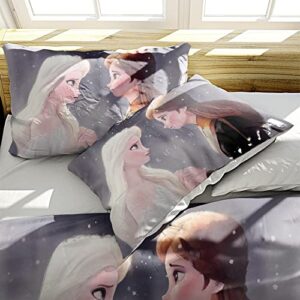 AKARDO Elsa Ice Princess Queen Anime Duvet Covers Soft Microfiber Washed Duvet Cover Set 3 Pieces with Zipper Closure,Beding Set (12,Twin (68"x86"))