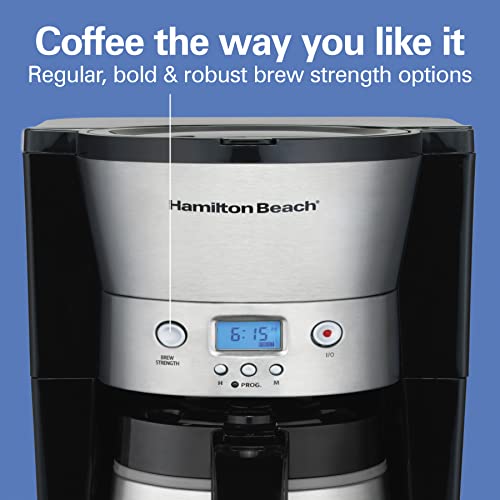 Hamilton Beach Programmable Coffee Maker with 10 Cup Thermal Carafe, 3 Brewing Options, Auto Shutoff & Pause and Pour, Stainless Steel (46899R)