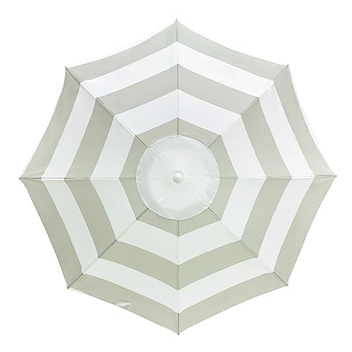 Business & Pleasure Co. Family Beach Umbrella - Premium & Lightweight 6' Beach Umbrella - UPF 50+ Blocks 98% UV - White Aluminum Pole - Sage Capri Stripe