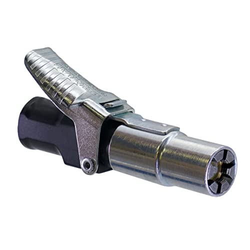 LockNFlate® Locking Air Chuck - Six Steel Jaws Lock onto Any tire Valve - Won't Leak or pop Off - Rated to 150 PSI - Open Flow