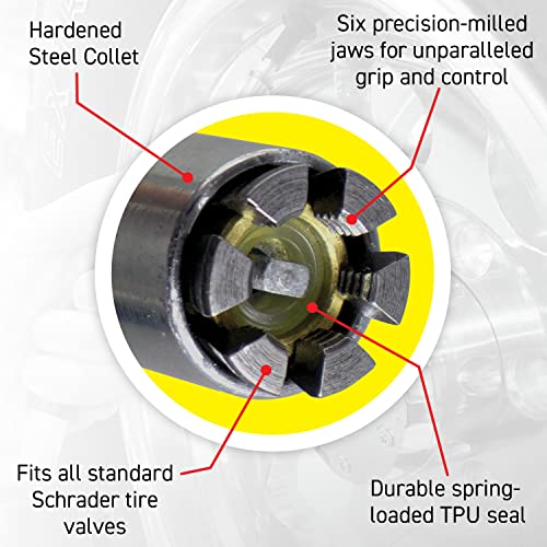 LockNFlate® Locking Air Chuck - Six Steel Jaws Lock onto Any tire Valve - Won't Leak or pop Off - Rated to 150 PSI - Open Flow